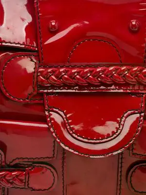Valentino Garavani Histoire Braided Patent Leather Shoulder Bag - Red