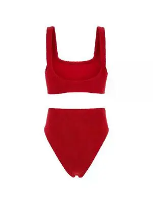 Hunza G Patricia Crinkle-effect Bikini - Red