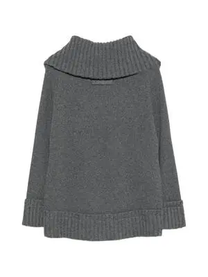 Victoria Beckham Wide-collar Ribbed-knit Sweater - Grey