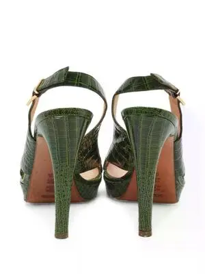Casadei Croc-embossed Slingback Pumps