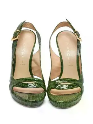 Casadei Croc-embossed Slingback Pumps