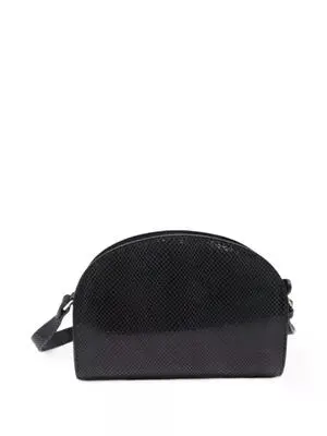 A.p.c. Demi-lune Snake-embossed Crossbody Bag - Black