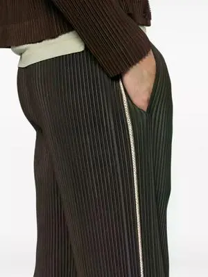 Issey Miyake Pleated Side-stripe Trousers - Brown