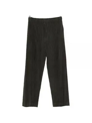 Issey Miyake Pleated Trousers With Side Stripe Detail - Brown