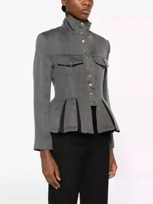 Elisabetta Franchi Peplum-hem High-neck Fitted Jacket