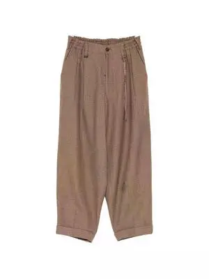 MASTERMIND WORLD Glen-check Pleated Trousers - Brown