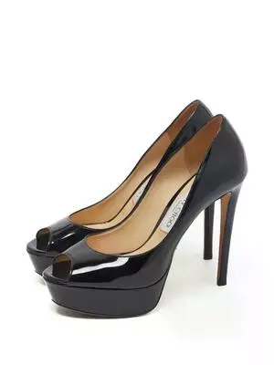 JIMMY CHOO Luna Patent Peep-toe Pumps - Black