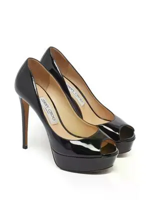 JIMMY CHOO Luna Patent Peep-toe Pumps - Black