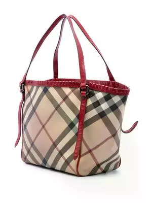 Burberry 2000-2017 Supernova Check Coated Canvas Whipstitch Tote Bag