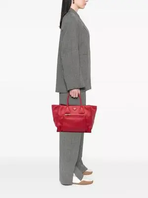 Prada 2013-2026 Vitello Daino Front Pocket Open Convertible Tote Satchel - Red
