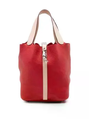 Hermès 2016 Bicolor Clemence And Swift Picotin Lock 26 Handbag - Red