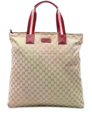 Gucci Gg Canvas Web Vertical Tote Bag