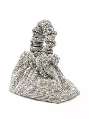TWENTY FOURHAITCH Angel Aura Crystal-embellished Ruched Tote Bag - Silver