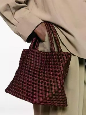 MARREA Woven Satin Shoulder Bag - Red