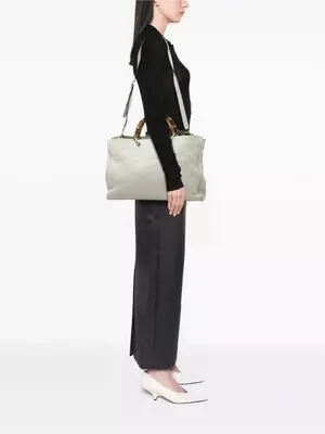 Gucci 2016-2026 Large Calfskin Bamboo Shopper Satchel - White