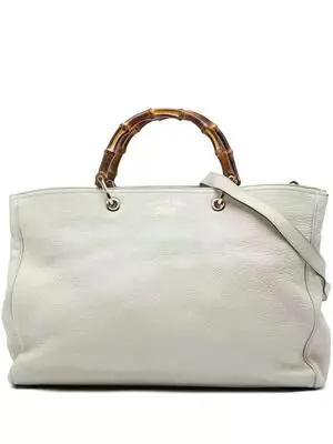 Gucci 2016-2026 Large Calfskin Bamboo Shopper Satchel - White