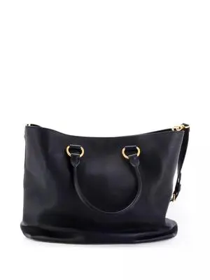 Prada Convertible Tote Vitello Phenix Large Satchel - Black