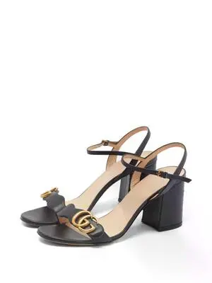 Gucci Double G Ankle Strap Block Heel Sandals