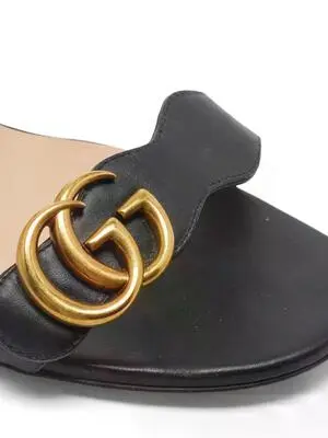 Gucci Double G Ankle Strap Block Heel Sandals