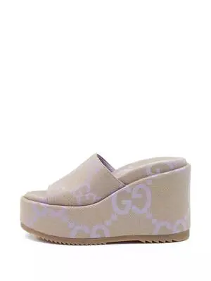 Gucci Jumbo Gg Platform Slide Sandals - Neutrals