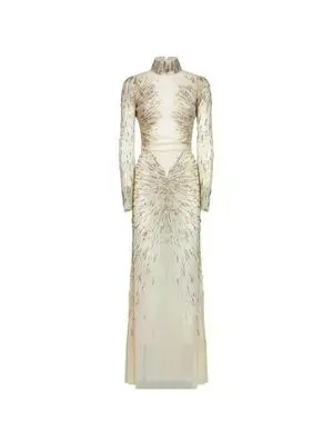 Amen Sequined Maxi Dress With Bead Embellishments