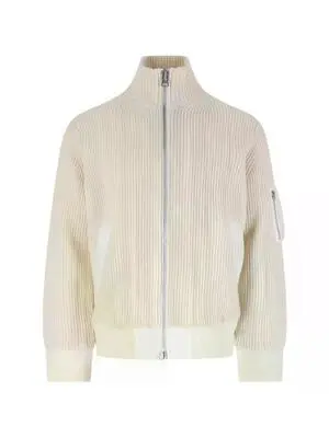 Sacai Ribbed Zip-up Cardigan - White