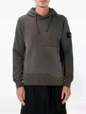 Stone Island 6100062 Organic-cotton Fleece Regular-fit Hooded Sweatshirt With Pouch Pocket - Grey