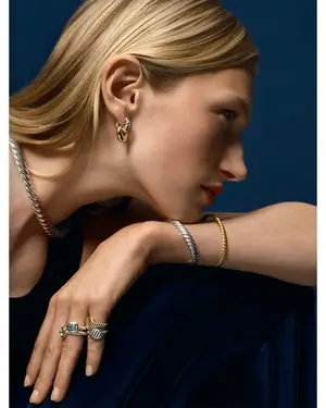 David Yurman Sculpted Cable Drop Earrings - Silver/gold