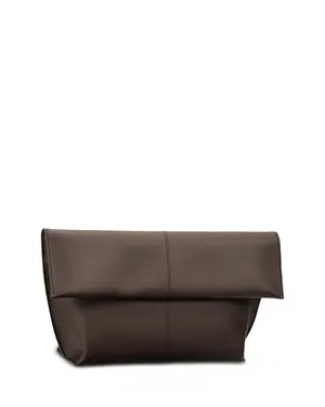 FREJA NEW YORK Seamed Faux Leather Clutch - Espresso