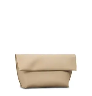 FREJA Seamed Faux Leather Clutch - Sand