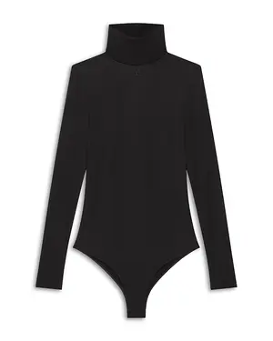COURREGES Jersey Mock Neck Bodysuit - Black