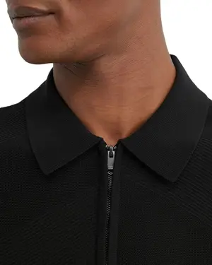 REISS Leigham Half Zip Chevron Knot Sweater Polo - Black