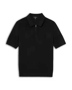 REISS Leigham Half Zip Chevron Knot Sweater Polo - Black