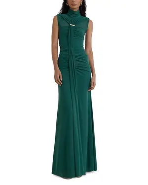 REISS Ruched Sleeveless Dress - Blue