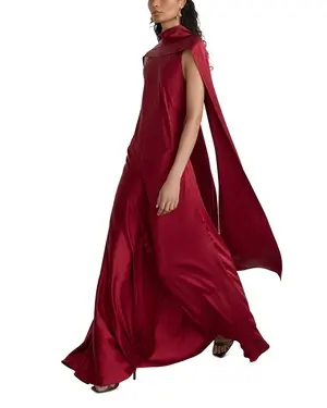 REISS Satin Cape Maxi Dress