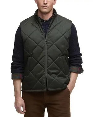 Barbour Winter Finn Stand Collar Zip Vest - Olive