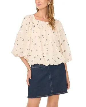 Vince Camuto Square Neck Bubble Top - Sand Drift