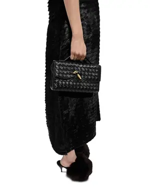 Bottega Veneta Andiamo Intrecciato Top Handle Bag - Black/muse Brass
