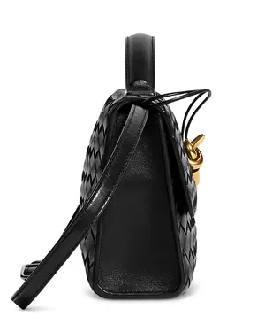 Bottega Veneta Andiamo Intrecciato Top Handle Bag - Black/muse Brass