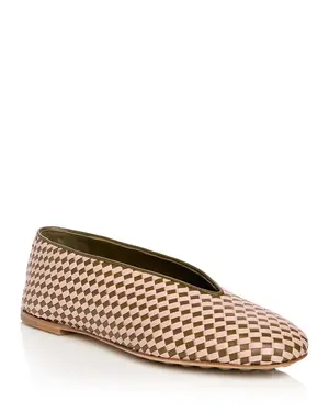 Bottega Veneta Rosa Intrecciato Ballet Flats - Plum/nero