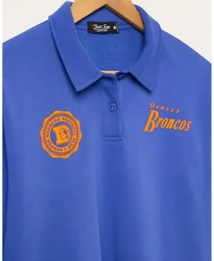 Junk Food Clothing Denver Broncos Polo Crop Fleece - Liberty