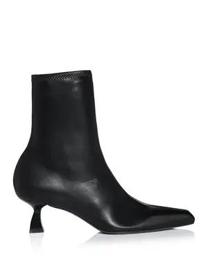 NODALETO Stretch Faux Leather Ankle Boots