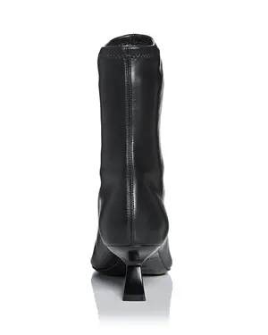 NODALETO Stretch Faux Leather Ankle Boots