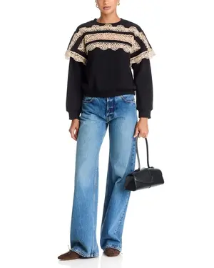 Sea Jemima Cotton Lace Trim Sweatshirt