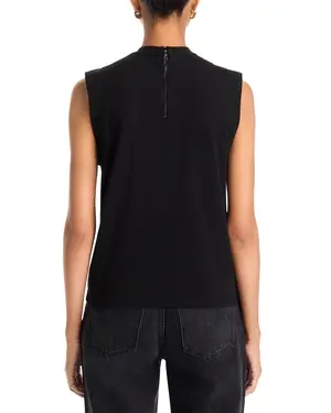 Alice + Olivia Micah Cotton Embellished Sleeveless Top