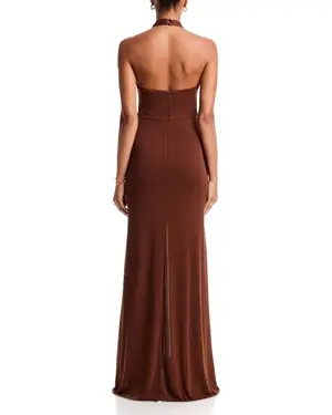 Cinq À Sept Kessan Gathered Halter Neck Maxi Dress