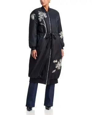Cinq À Sept Celestina Embroidered Long Coat - Black