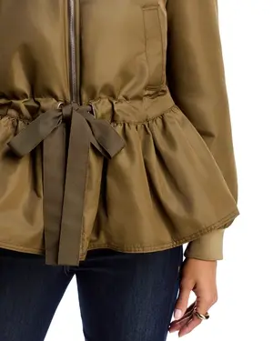 Cinq À Sept Valerina Peplum Hem Drawstring Coat