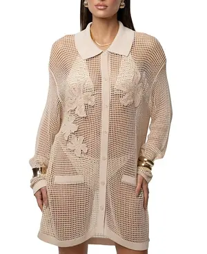 JLUXLABEL Solara Embroidered Button Up Top