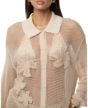 JLUXLABEL Solara Embroidered Button Up Top